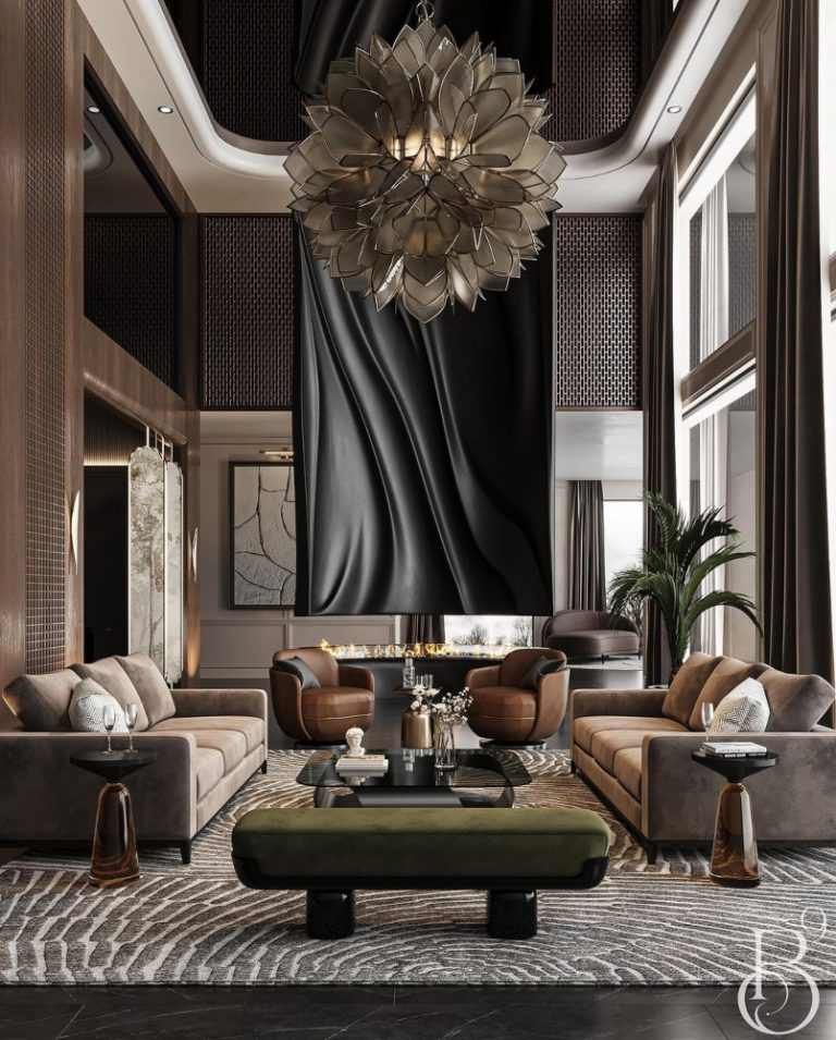 LUXURY LIVING ROOM IN EARTHLY COLORS AND MUTED TEXTURES - Covet Collection